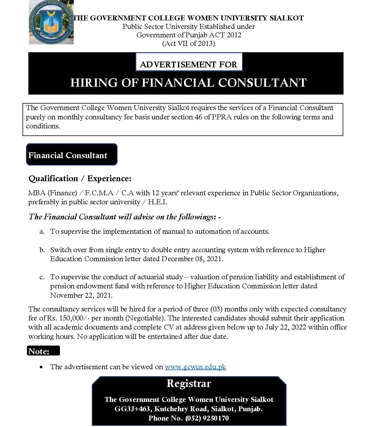 Welcome to :: Govt. College Women University, Sialkot