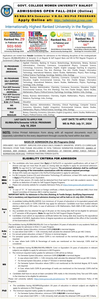 Welcome to :: Govt. College Women University, Sialkot